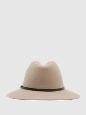 REISS Wool-felt Leather-band Fedora Hat