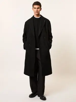 REISS Monogram Double-breasted Relaxed Coat Wool-blend