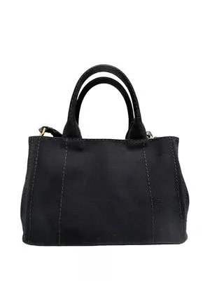 Prada 2013-2026 Small Canvas Canapa Logo Tote Satchel - Black
