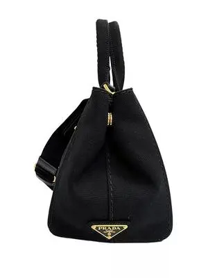 Prada 2013-2026 Small Canvas Canapa Logo Tote Satchel - Black