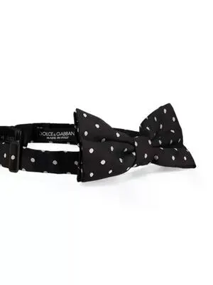 Dolce & Gabbana Polka-dot Silk Bow Tie - Black
