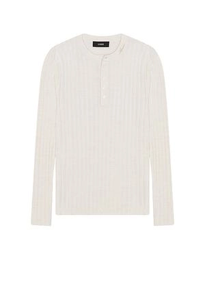 Amiri Script Knit Henley - Alabaster