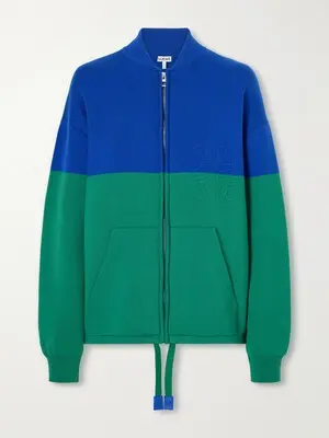 Loewe Colour-block Anagram Embroidered Cotton-blend Zip-up Sweatshirt