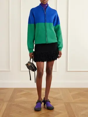 Loewe Colour-block Anagram Embroidered Cotton-blend Zip-up Sweatshirt