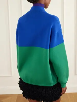 Loewe Colour-block Anagram Embroidered Cotton-blend Zip-up Sweatshirt