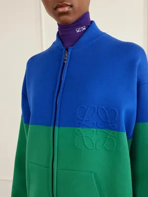 Loewe Colour-block Anagram Embroidered Cotton-blend Zip-up Sweatshirt