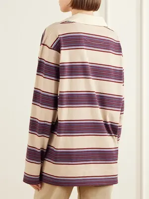 SANDERLAK Striped Cotton-jersey Polo Shirt