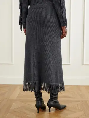 Simkhai Casey Draped Wool And Cashmere-blend Skirt - Gray