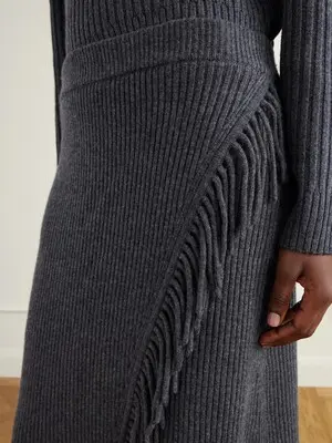 Simkhai Casey Draped Wool And Cashmere-blend Skirt - Gray