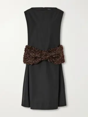Simone Rocha Plush-trimmed Twill Midi Dress