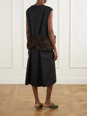 Simone Rocha Plush-trimmed Twill Midi Dress