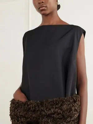 Simone Rocha Plush-trimmed Twill Midi Dress