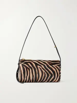 Veronica Beard Ziger Animal-print Calf Hair Shoulder Bag - Black