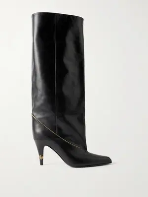 Versace 90 Calf Leather Knee Boots