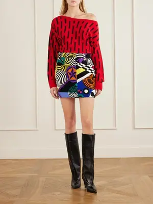 Versace 90 Calf Leather Knee Boots