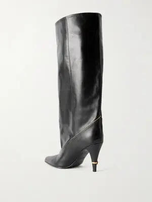 Versace 90 Calf Leather Knee Boots