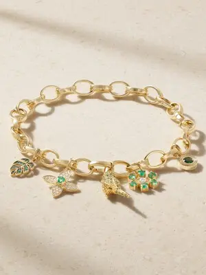 SYDNEY EVAN 14-karat Gold, Diamond And Emerald Bracelet