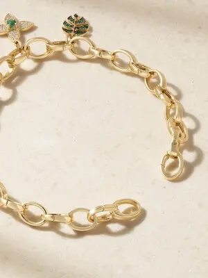 SYDNEY EVAN 14-karat Gold, Diamond And Emerald Bracelet
