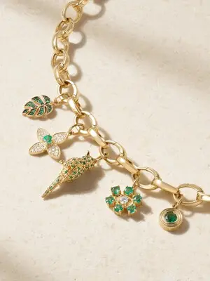 SYDNEY EVAN 14-karat Gold, Diamond And Emerald Bracelet