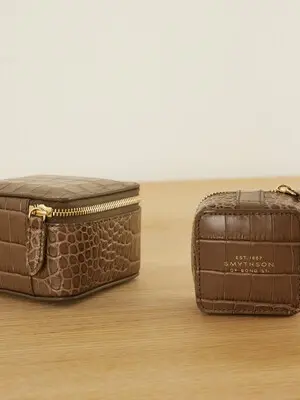 Smythson Mara Set Of Three Croc-embossed Leather Jewelry Cases