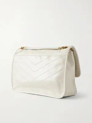 Saint Laurent Niki Crinkled-leather Shoulder Bag - White