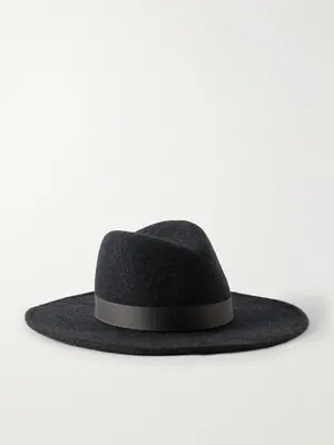GIGI BURRIS MILLINERY Jeanne Satin-trimmed Wool And Cotton-blend Felt Hat - Gray