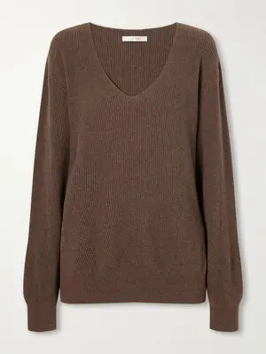 THE ROW Phef Cotton And Cashmere-blend Sweater - Brown