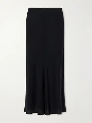 THE ROW Bakura Silk Crepe De Chine Midi Skirt - Black