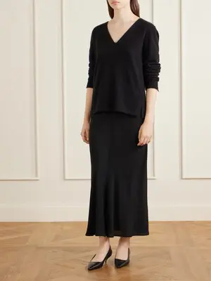 THE ROW Bakura Silk Crepe De Chine Midi Skirt