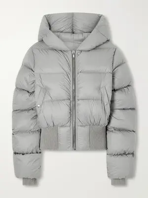 Rick Owens Cinched Hooded Cropped Shell Jacket - Gray