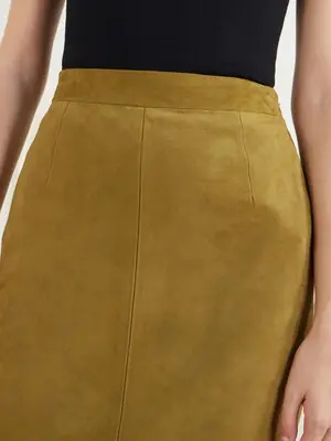 Altuzarra Hank Paneled Suede Knee-length Skirt