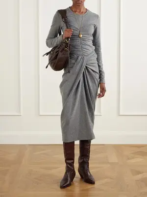 MARANT ETOILE Jeldia Gathered Draped Stretch Midi Skirt