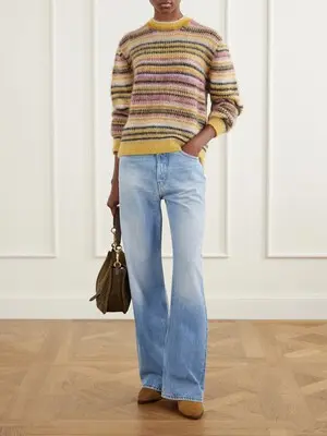 MARANT ETOILE Morine Striped Mohair And Wool-blend Sweater