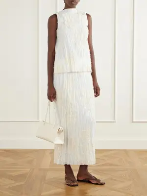 KALLMEYER Embellished Pleated Cotton And Silk-blend Blouse