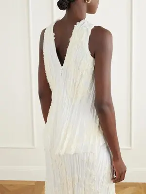 KALLMEYER Embellished Pleated Cotton And Silk-blend Blouse