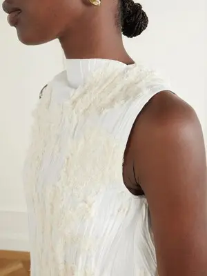 KALLMEYER Embellished Pleated Cotton And Silk-blend Blouse