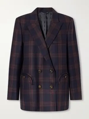 BLAZÉ MILANO Everynight Checked Double-breasted Wool Blazer