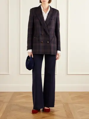 BLAZÉ MILANO Everynight Checked Double-breasted Wool Blazer