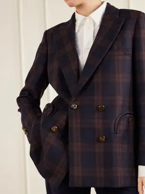 BLAZÉ MILANO Everynight Checked Double-breasted Wool Blazer