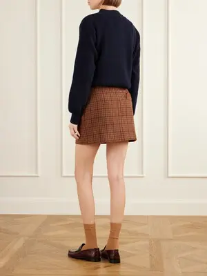 BLAZÉ MILANO Coci Checked Wool Mini Skirt