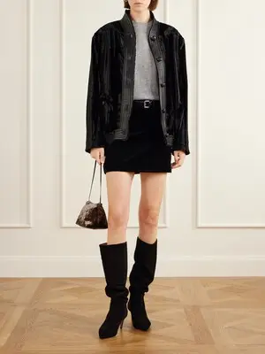 BLAZÉ MILANO Coiba Leather-trimmed Velvet Jacket