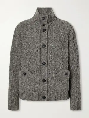 BLAZÉ MILANO Elfe Joni Cable-knit Wool-blend Cardigan - Gray