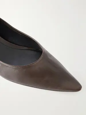 THE ROW Liisa Kitten Three Leather Pumps