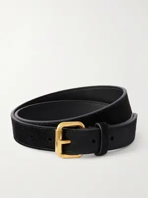 THE ROW Geo Suede Belt - Black