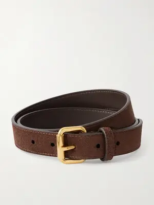 THE ROW Geo Suede Belt - Brown