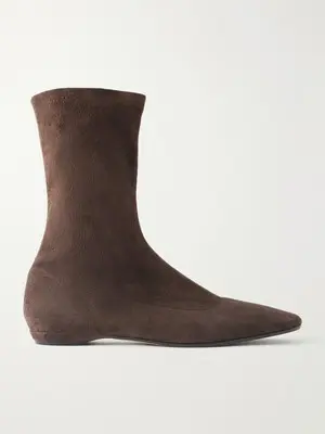 THE ROW Cindy Suede Ankle Boots - Brown