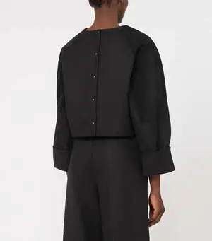 Max Mara Cropped Stretch-virgin Wool Top With Suede Panelling