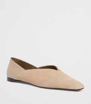 Max Mara Suede Leather-trim Ballet Flats