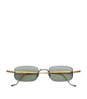 JACQUES MARIE MAGE Titanium Dusk Rectangular Sunglasses - Blue