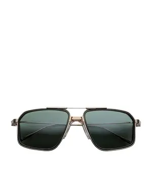 JACQUES MARIE MAGE Titanium Jagger Aviator Sunglasses - Green